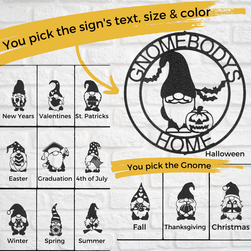 Big Gnome Sign - You Choose The Gnome - Fall Gnome, Halloween Gnome ...