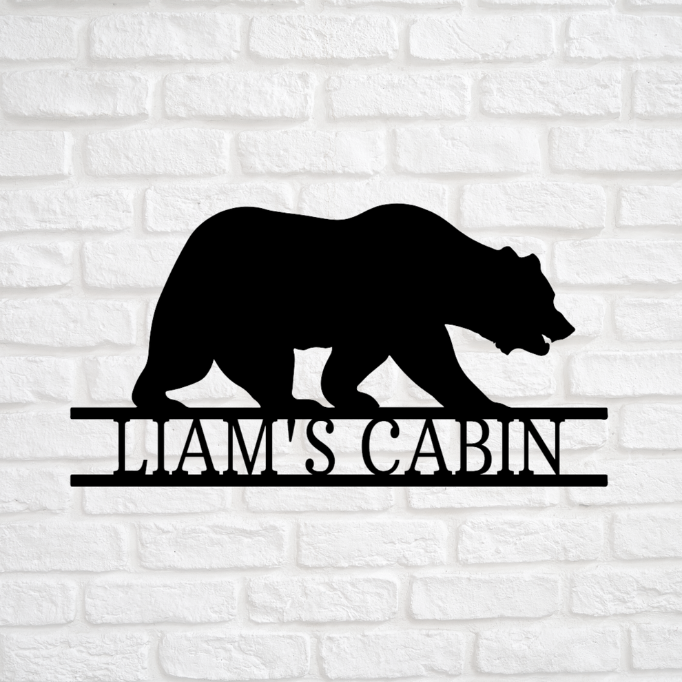Personalized Metal Bear Sign, Cabin Sign, Bear Wall Decor, Metal Wall ...