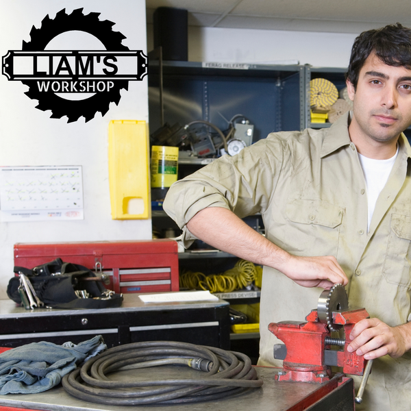 Tool Sign with Sawblade - Personalized Workshop Sign, Custom Garage Si ...