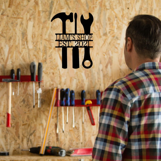 Tool Sign with Hammer, Screwdriver, and Wrench - Personalized Workshop ...