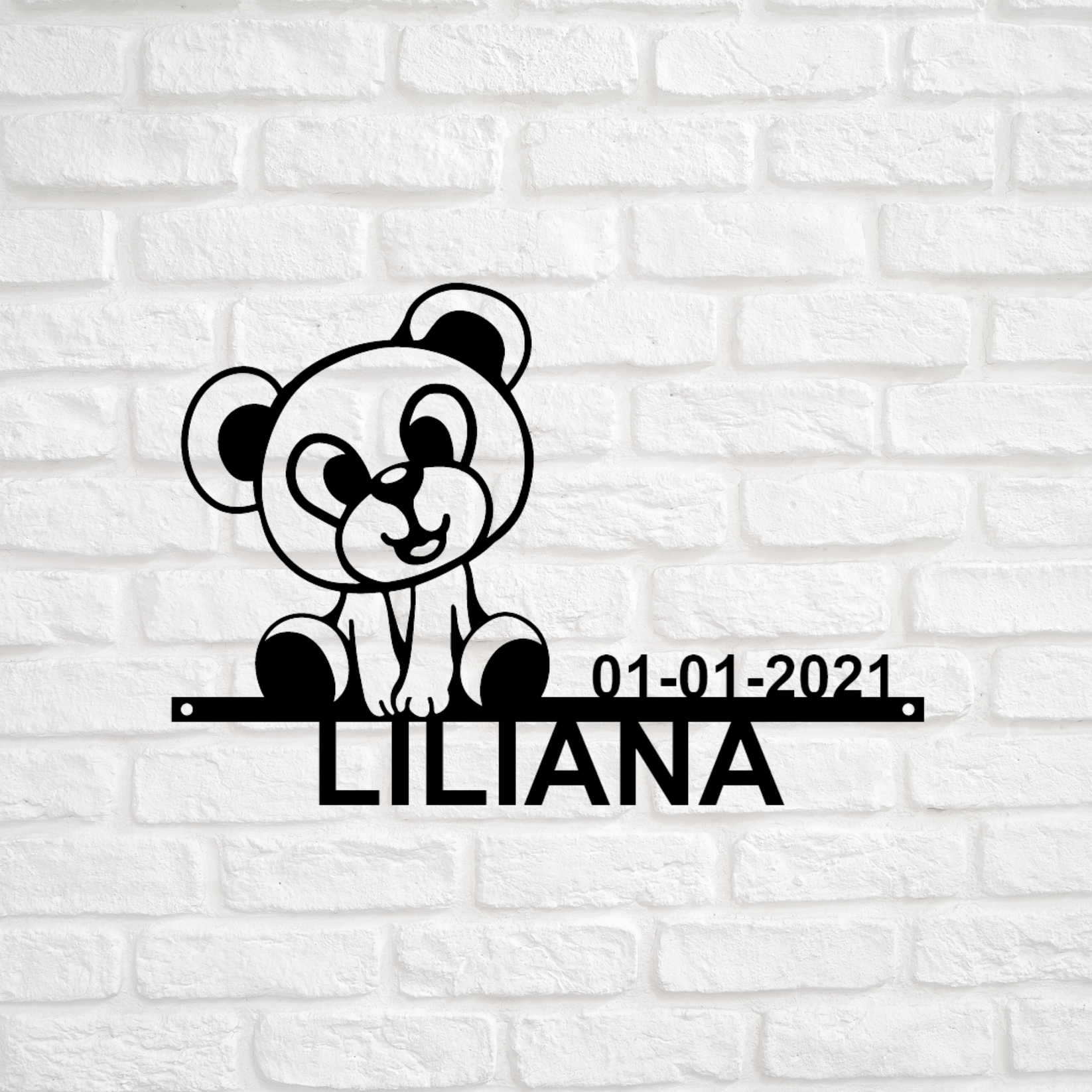 Personalized Nursery Sign with Custom Text, Cute Teddy Bear with Date ...