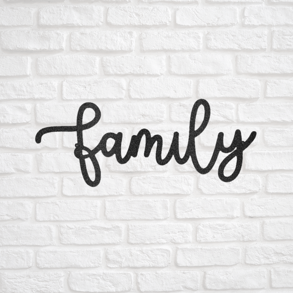 "Family" Script, Metal Word Sign, Rustic Metal Sign, Farmhouse Decor ...