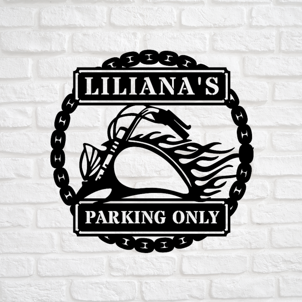 Flaming Motorcycle Monogram | Custom Metal Sign | Wall Art – Liliana ...